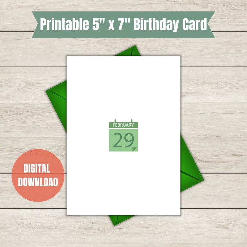 Leap Year Birthday Card Printable Leap Day Forever Young Greeting Card ...