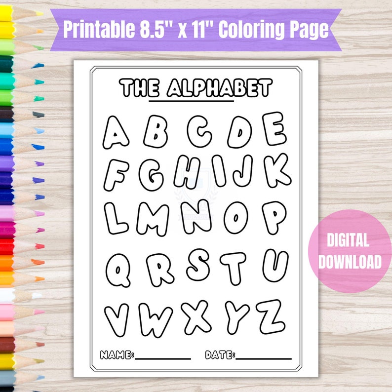 Alphabet Coloring Page for Kids, Printable - Etsy