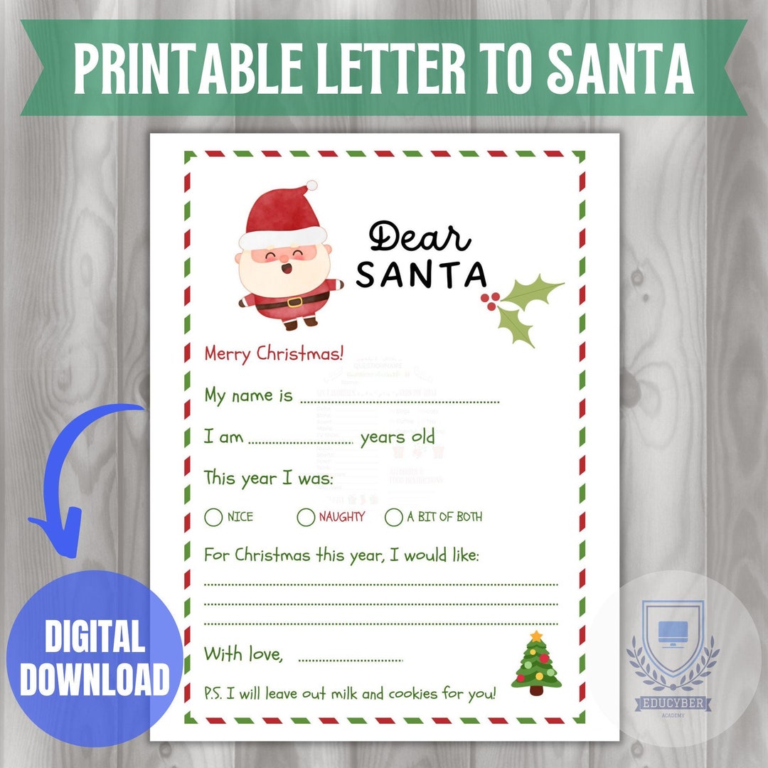 Christmas Wish List Printable Xmas Letter to Santa Wish List Kids List ...