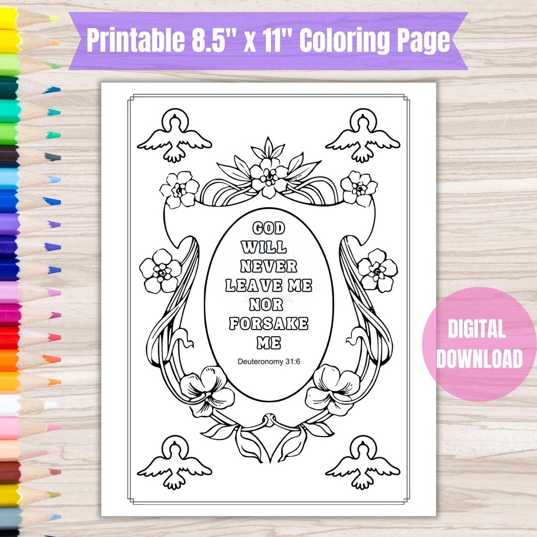 Positive Affirmation Coloring Page Christian Scripture Floral Adults ...