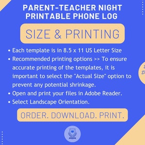 Parent-teacher Night Ideas Printable Phone Log Instant Download PDF ...