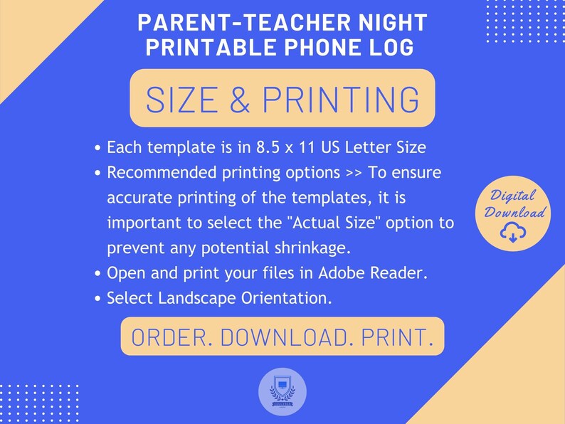 Parent-teacher Night Ideas Printable Phone Log Instant Download PDF ...