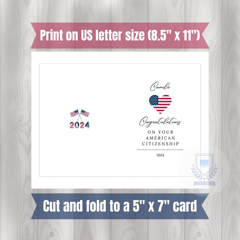 Personalized Name Printable Naturalized Card Congratulations on Your ...