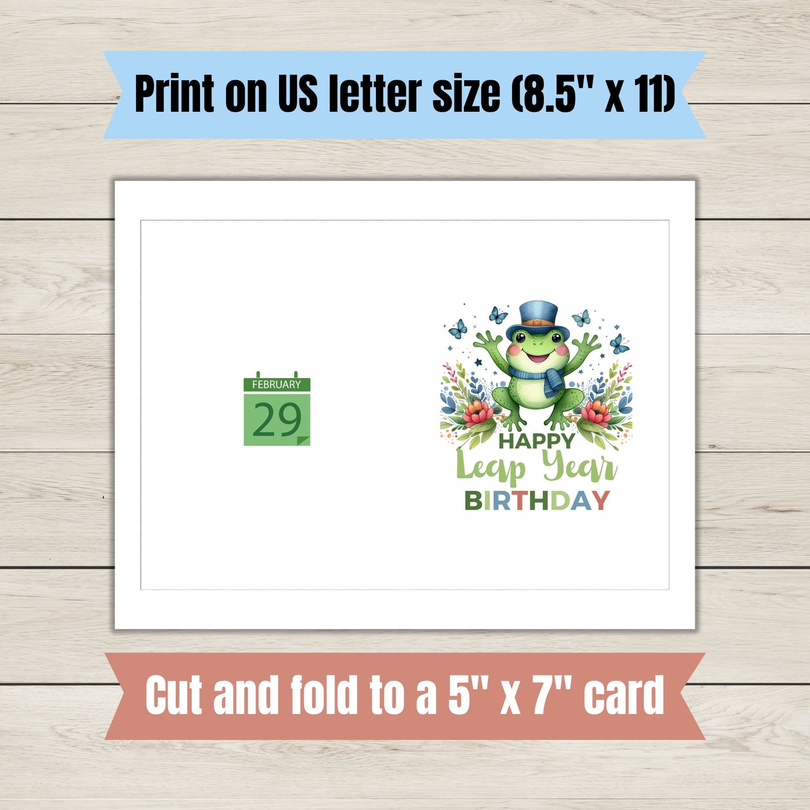 Printable Leap Year Birthday Card | Leap Day Baby Birthday Greeting ...