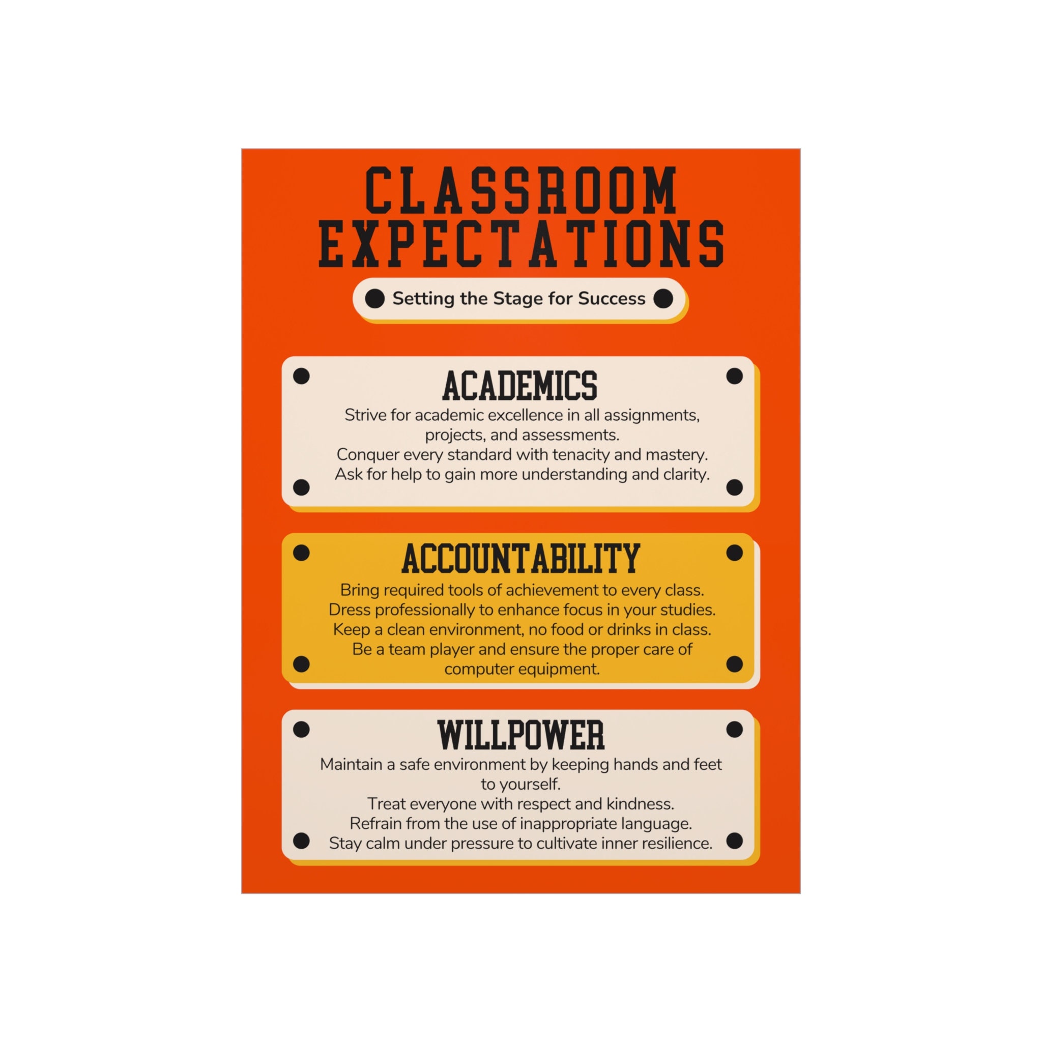 Classroom Expectations Graphic Poster Behavior Management - Etsy