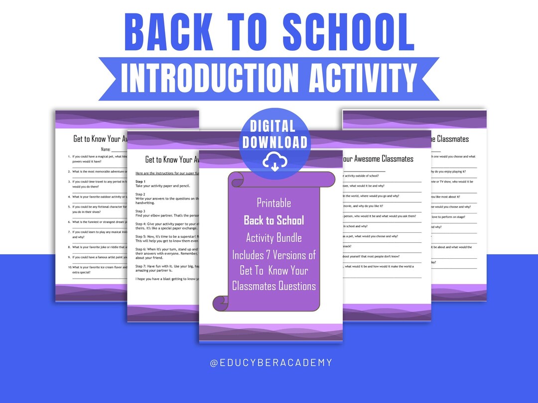 Icebreaker Activity Back to School Teacher Introduction Group ...