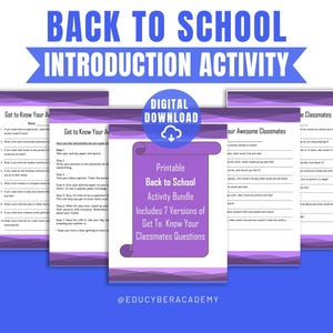 Icebreaker Activity Back to School Teacher Introduction Group ...