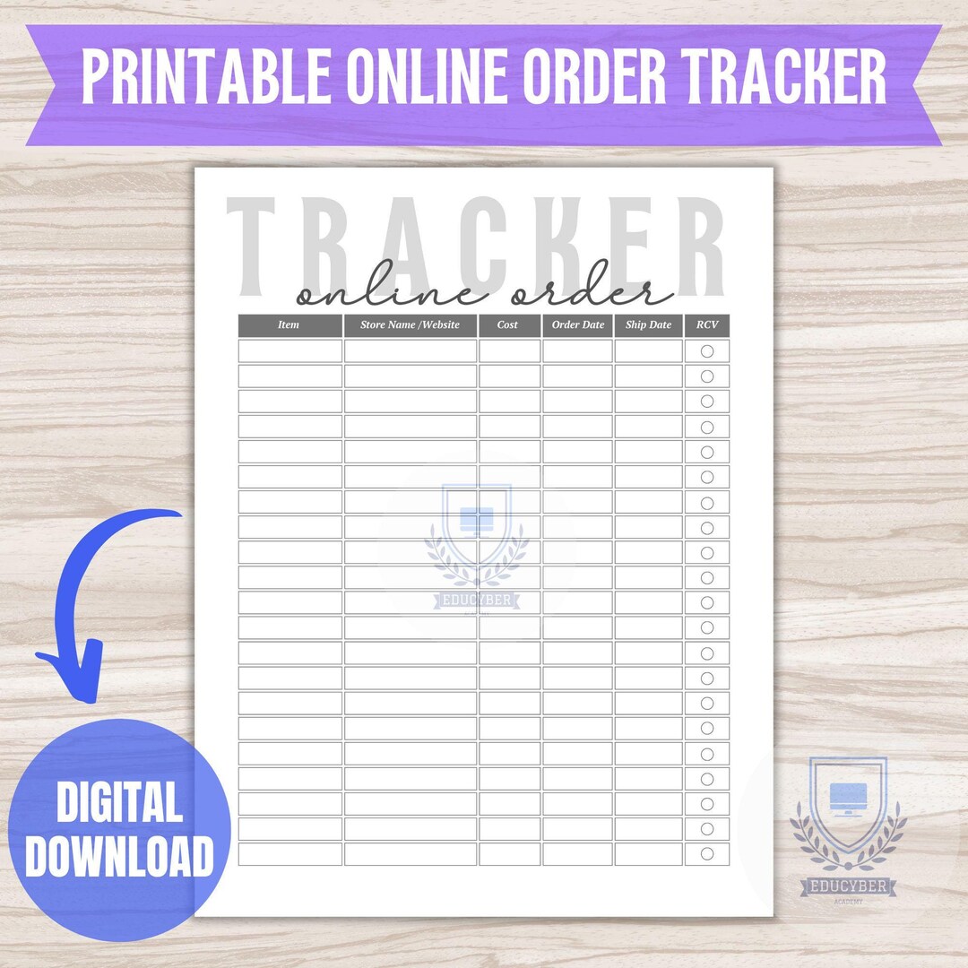 Order Form Printable PDF Template, Online Orders Tracking Blank Tracker ...