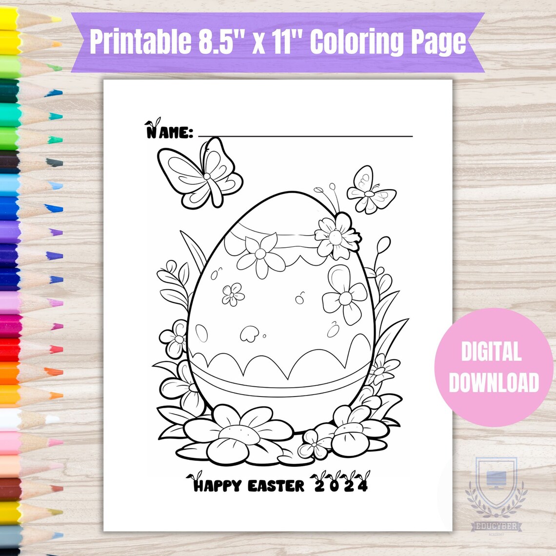 Cute Easter Egg DIGITAL Download Activity Sheet Printable Picture to ...