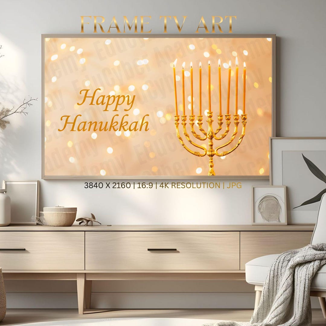 Menorah Frame TV Desktop Laptop Wallpaper Background Art Happy Hanukkah ...