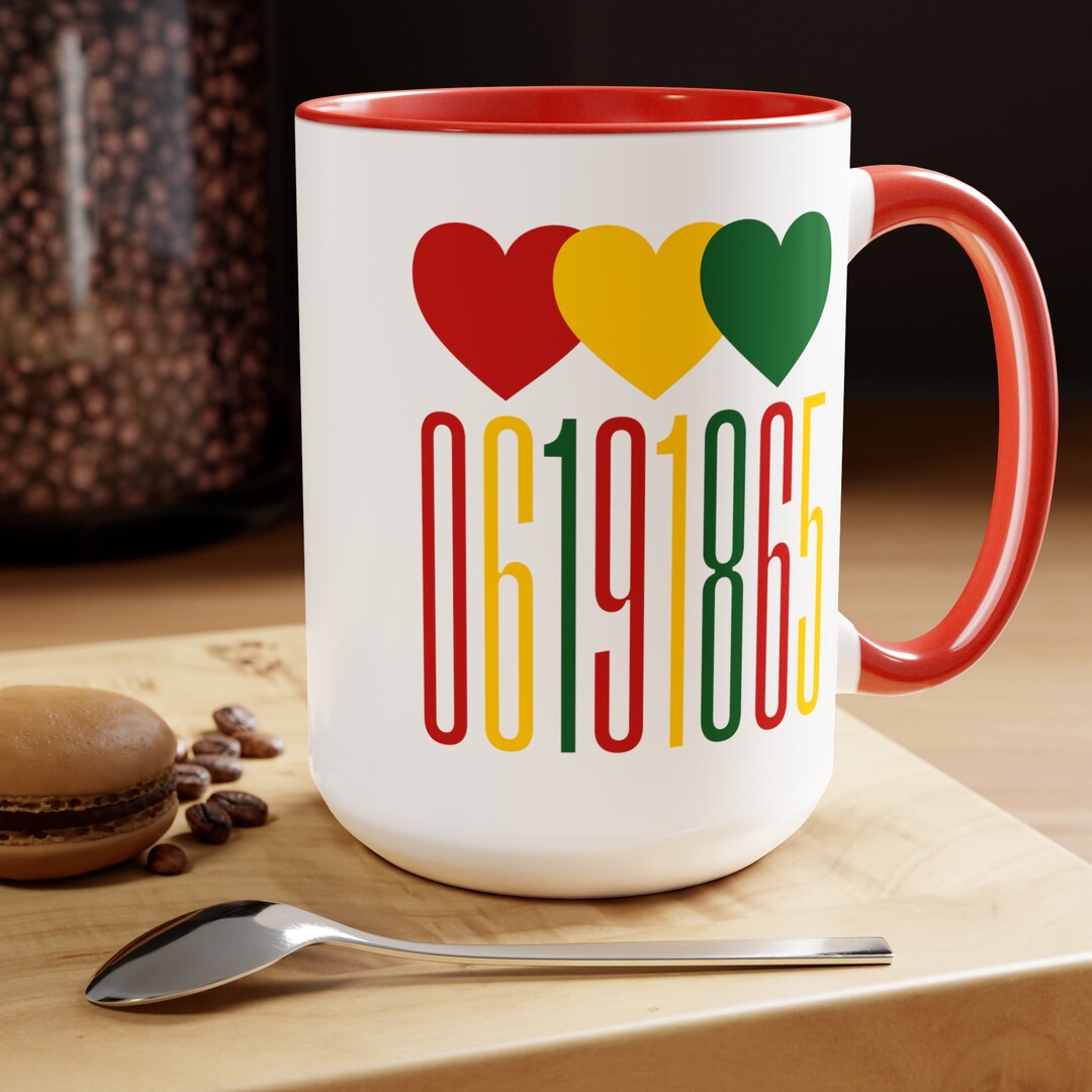 Juneteenth Mugs With Hearts, Juneteenth Coffee Mug, Juneteenth 1865 ...