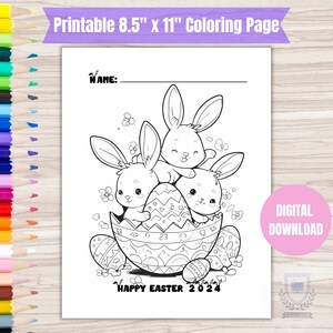Easter 2024 Coloring Page for Kids DIGITAL Download Activity Sheet ...