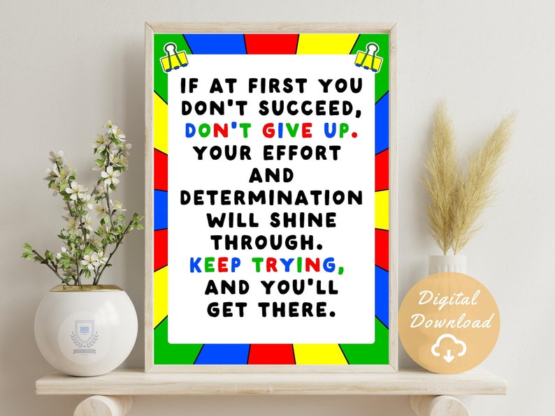 Instant Download Classroom Décor Printable Motivational Bright Poster ...