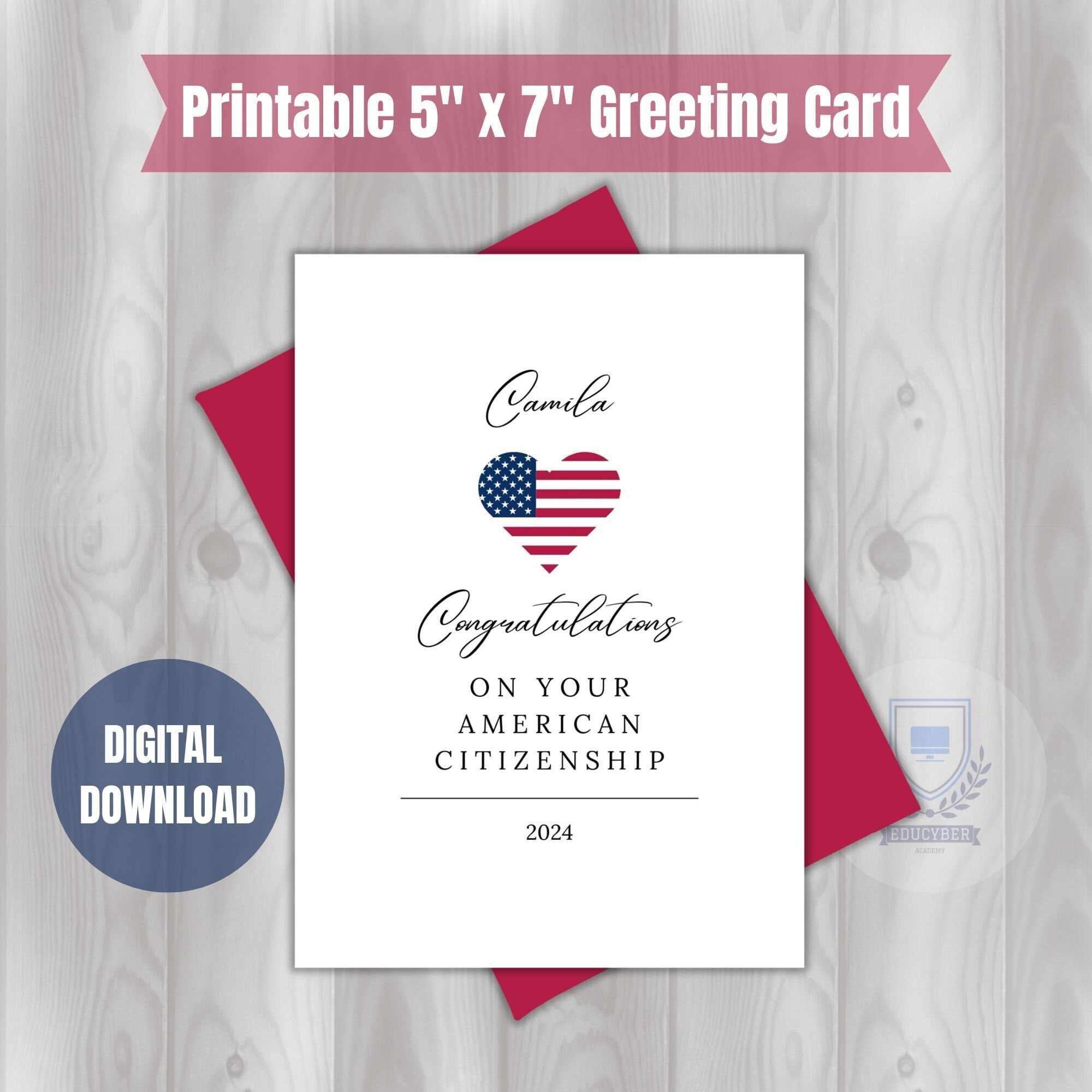 Personalized Name Printable Naturalized Card Congratulations on Your ...