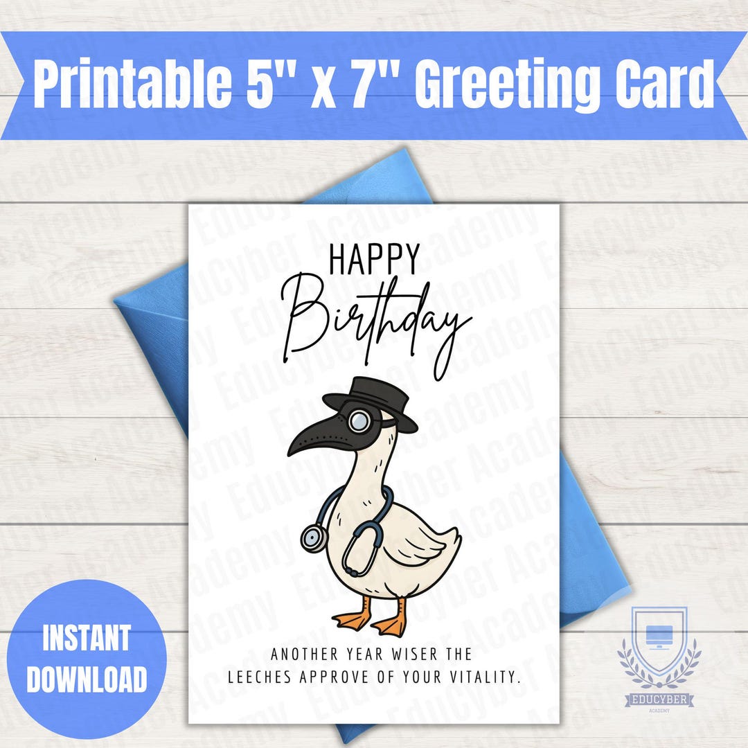 Plague Doctor Printable Birthday Card, Funny Silly Goose Greeting, Dr ...