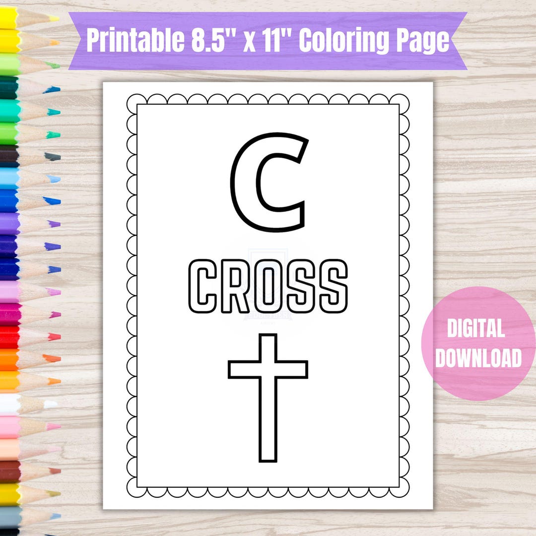 Christian Cross Coloring Page, Faith Activity (digital Download) - Etsy