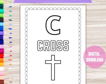 Christian Cross Coloring Page, Faith Activity (digital Download) - Etsy