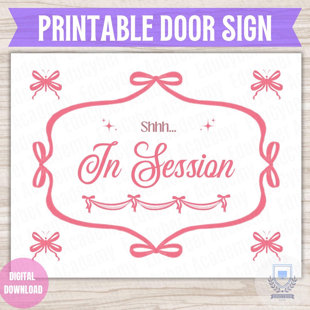 In Session Door Sign: Coquette Pink Printable (PDF Download) - Etsy