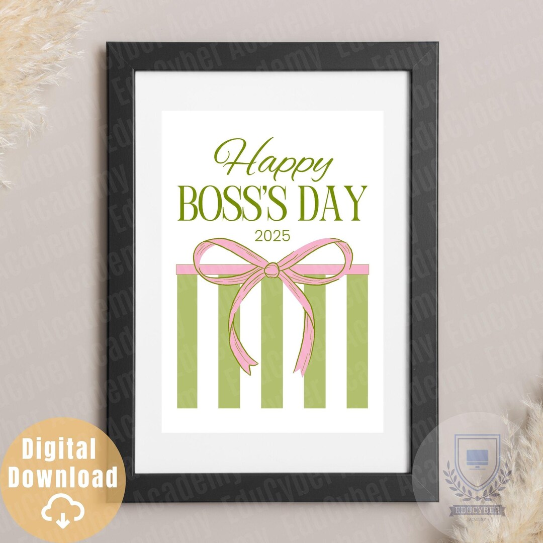 Bosses Day Printable Poster Cute Coquette Bow Theme Office Wall Art ...