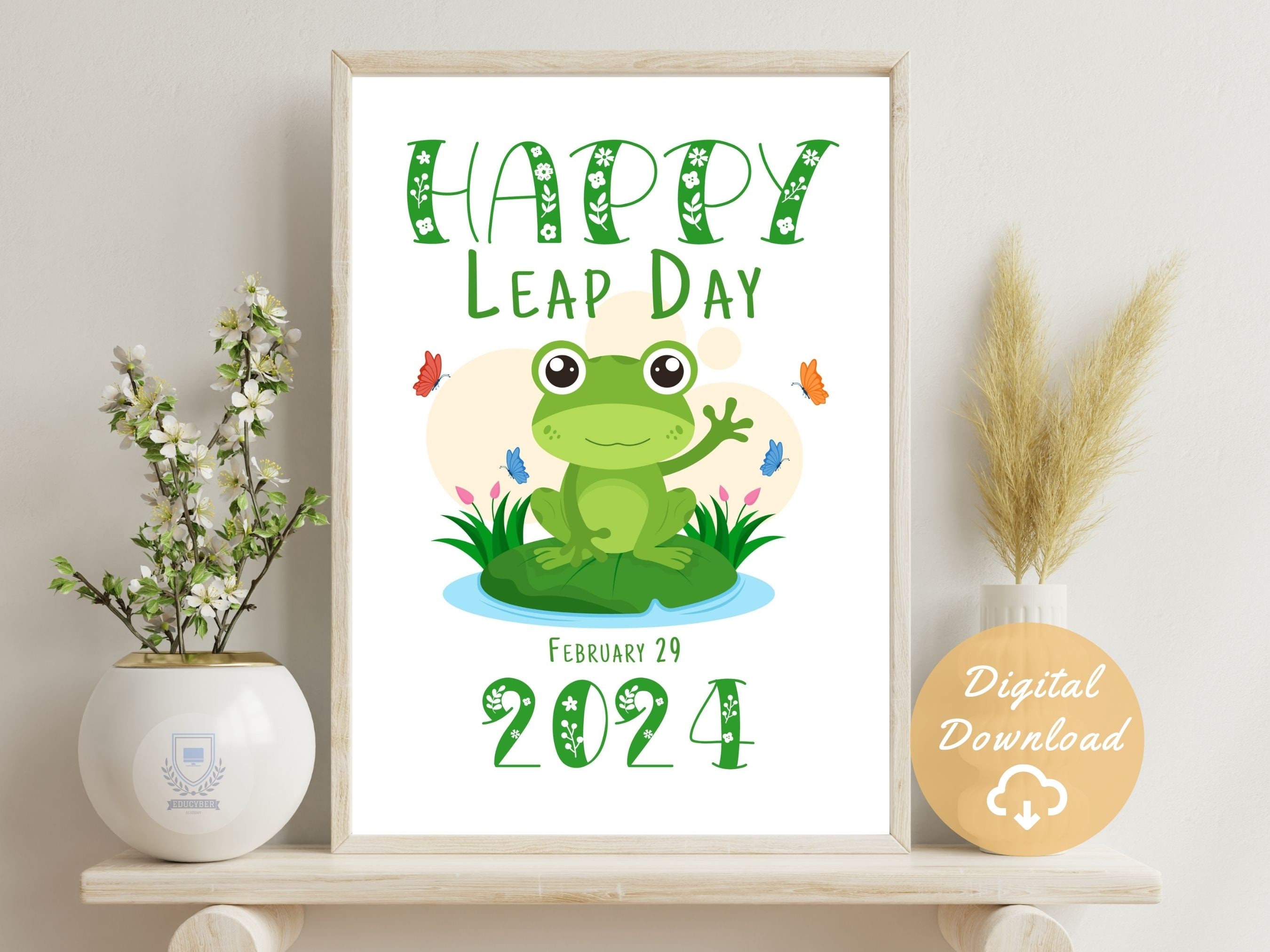 Printable Happy Leap Day 2024 Frog Theme 18x24 Poster Decorations for ...