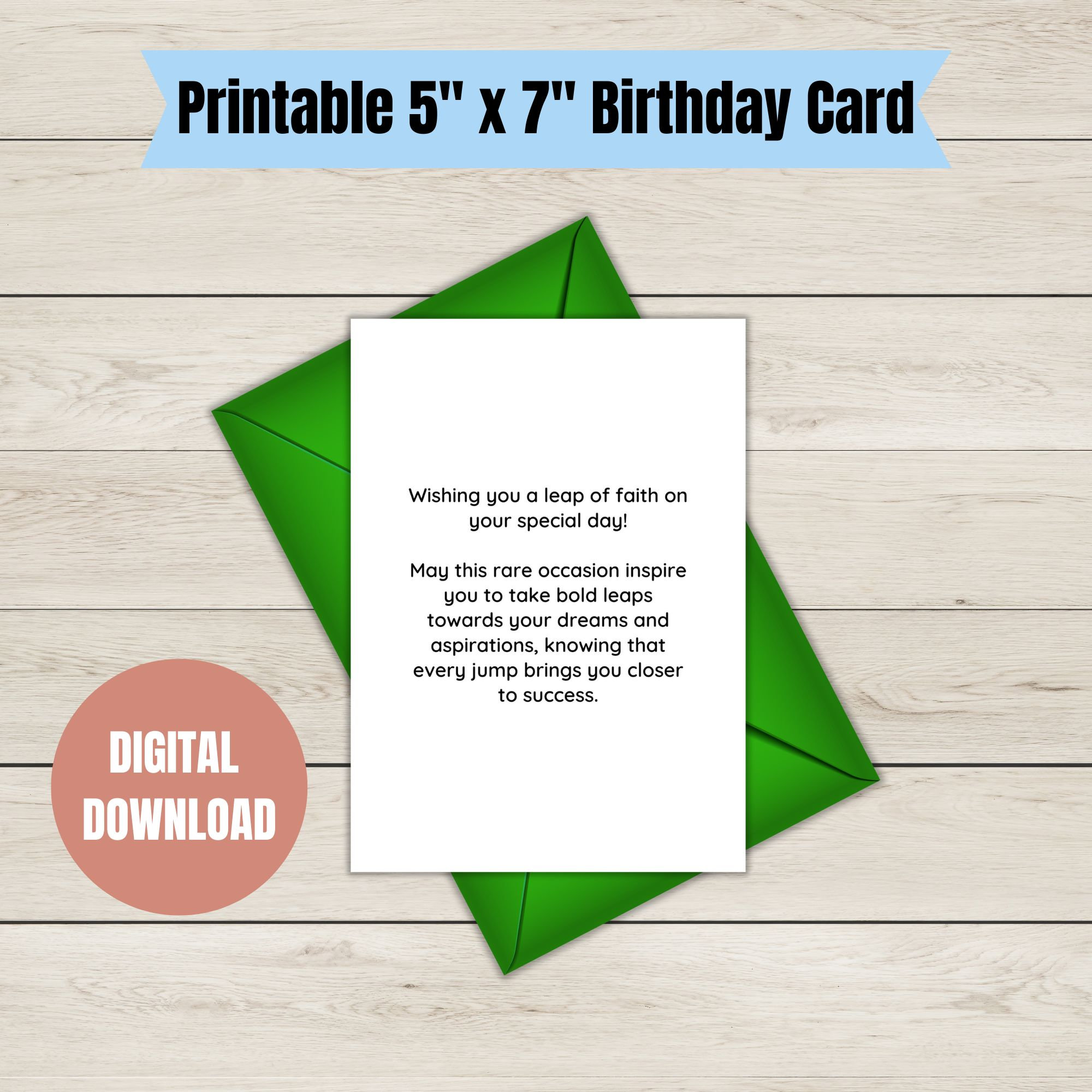 Printable Leap Year Birthday Card Leap Day Baby Birthday Greeting Card ...