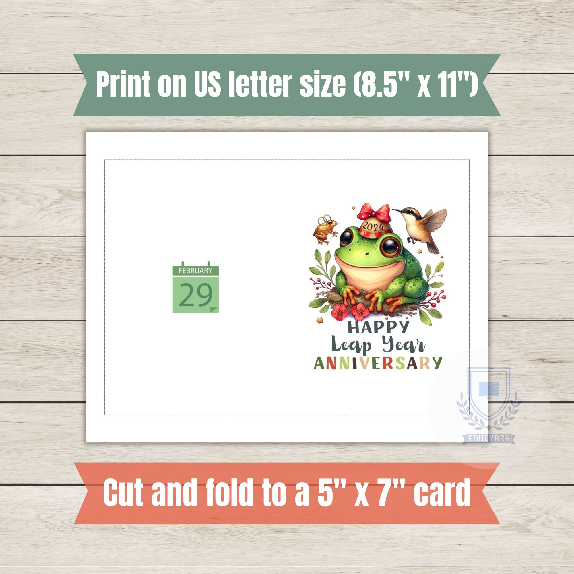 Printable Happy Leap Year Anniversary Card Unique Leap Day Greeting ...