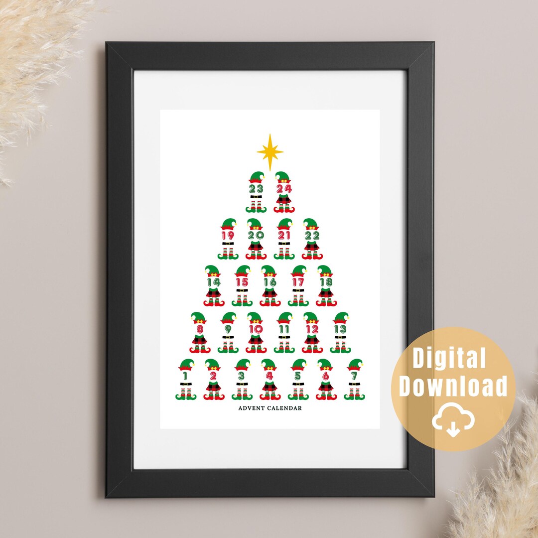 Advent Calendar Elves Printable Poster Christmas Countdown Elf Theme ...