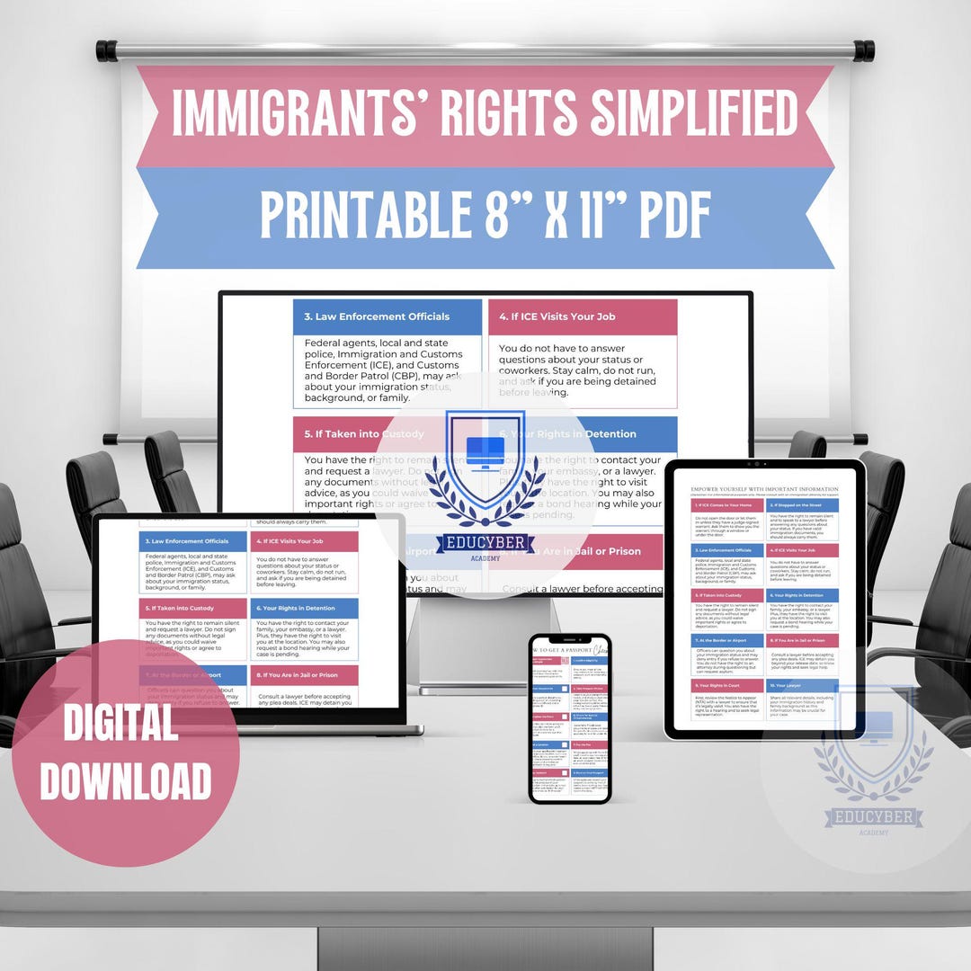 Immigrants' Rights Simplified Printable PDF Instant Download (1) Page ...