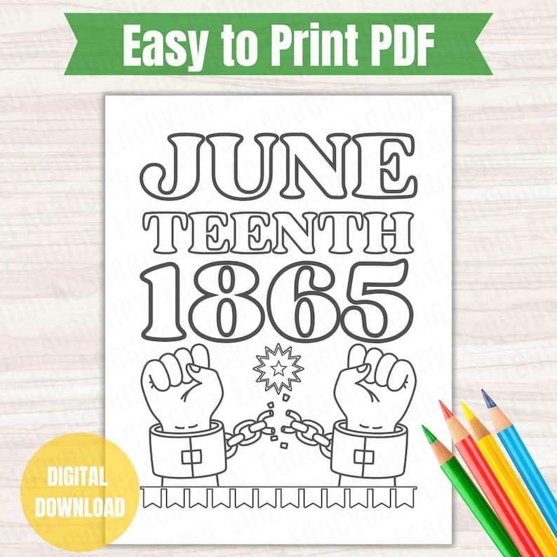 Juneteenth Coloring Page: Activity Printable for Kids & Adults (PDF ...