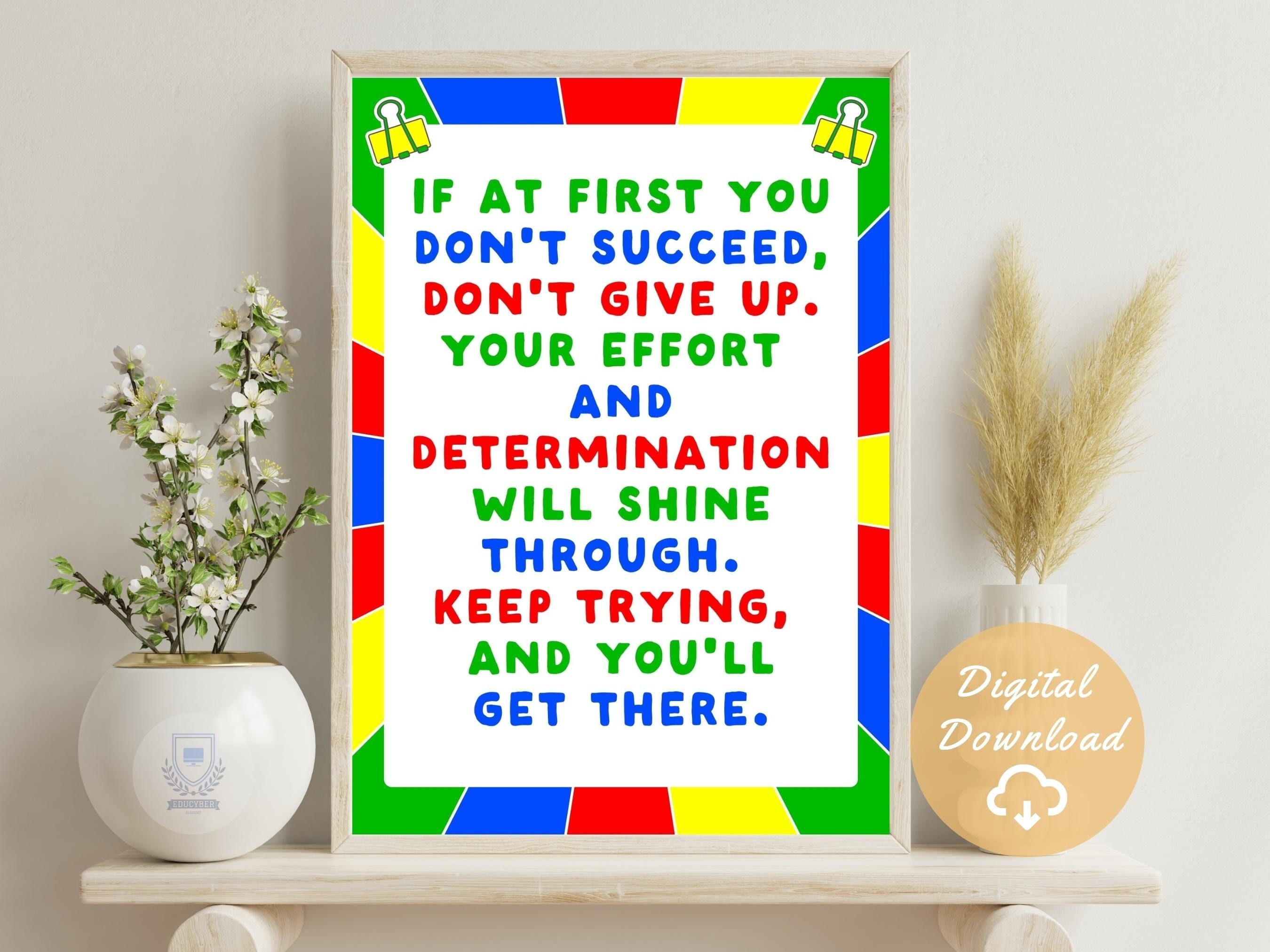 Instant Download Classroom Décor Printable Motivational Bright Poster ...