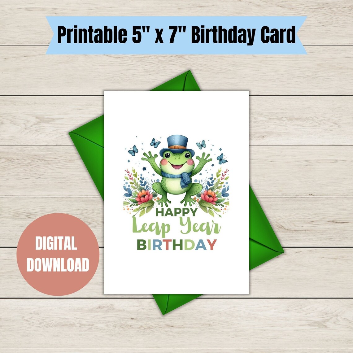 Printable Leap Year Birthday Card Leap Day Baby Birthday Greeting Card ...