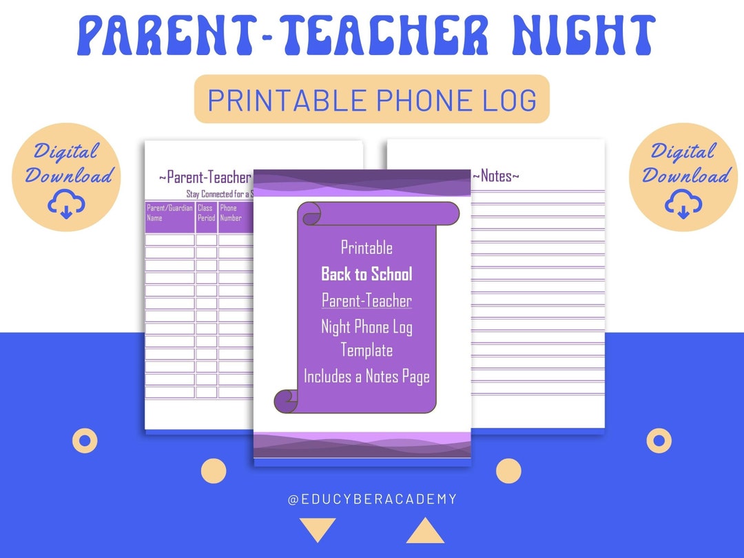 Parent-teacher Night Ideas Printable Phone Log Instant Download PDF ...