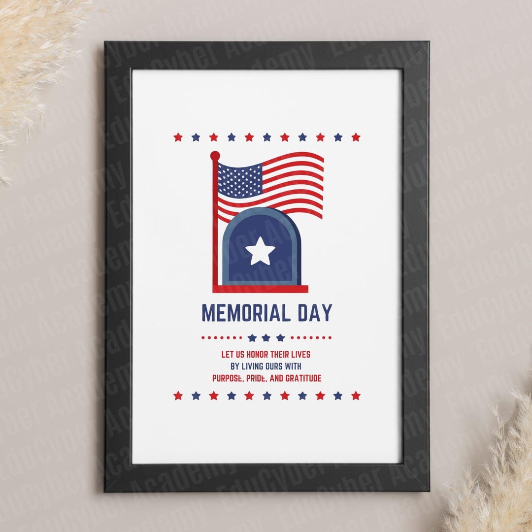 Memorial Day Printable Sign: Patriotic US Flag Poster (18x24) (digital ...