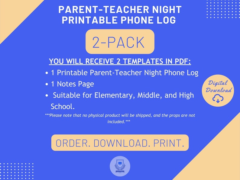 Parent-teacher Night Ideas Printable Phone Log Instant Download PDF ...