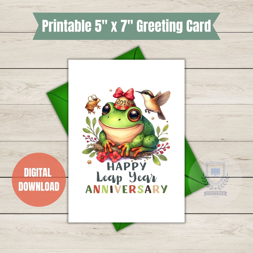 Printable Happy Leap Year Anniversary Card Unique Leap Day Greeting Card for Couples Instant ...