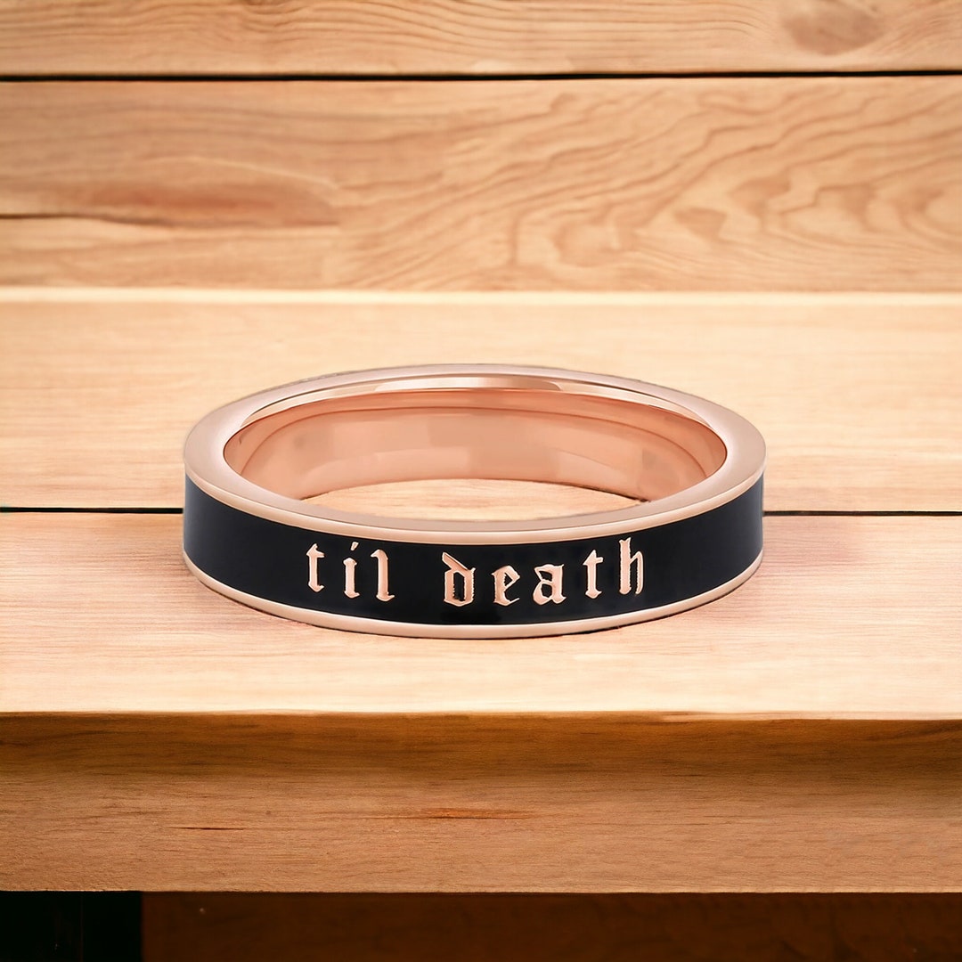 4mm Til Death Ring, Rhodium Ring, Til Death Band Ring, Personalized ...