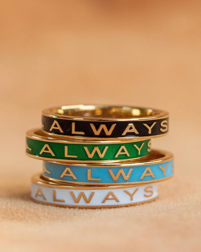 6mm Always Ring in 925 Sterling Silver, Stacking Ring, Enamel Band Ring, Personalized Ring ...