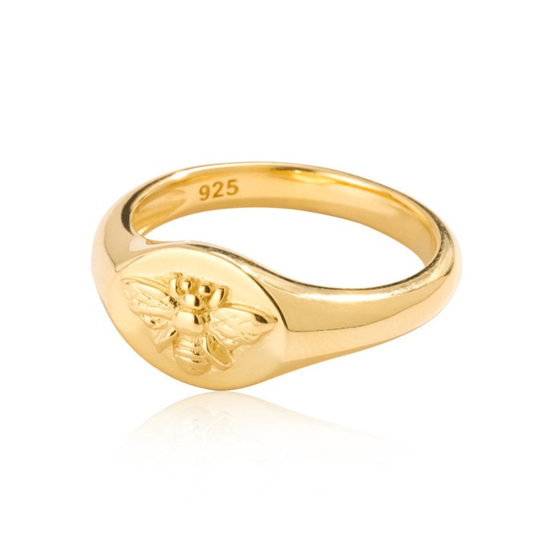Honey Bee Signet Ring, Bee Ring, Dainty Ring, Signet Ring, Minimalist ...