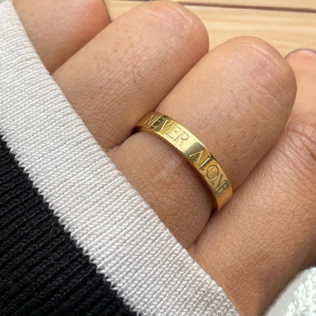 14K Gold Name Ring, Gold Name Ring, Minimalist Ring, Personalized Gift ...