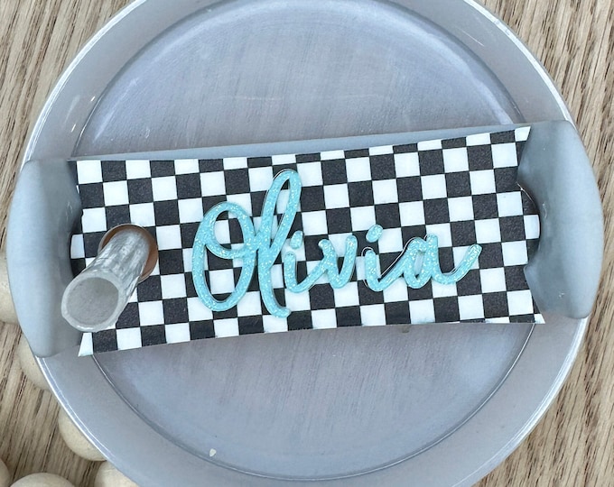 Stanley Lid Tag | Black/white Checkered | Name Plate Tag | Acrylic ...