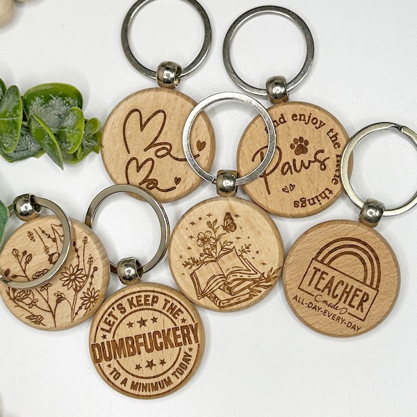 Wood Keychains - Etsy