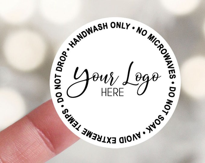 2" White Tumbler Care Stickers, Tumbler Care Label, Custom Tumbler Care ...
