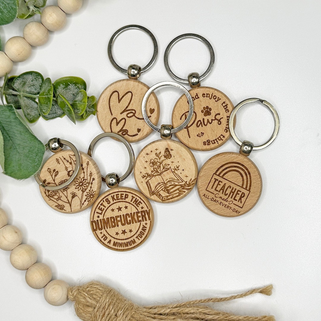 Engraved Wood Keychain, Personalized Keychain - Etsy