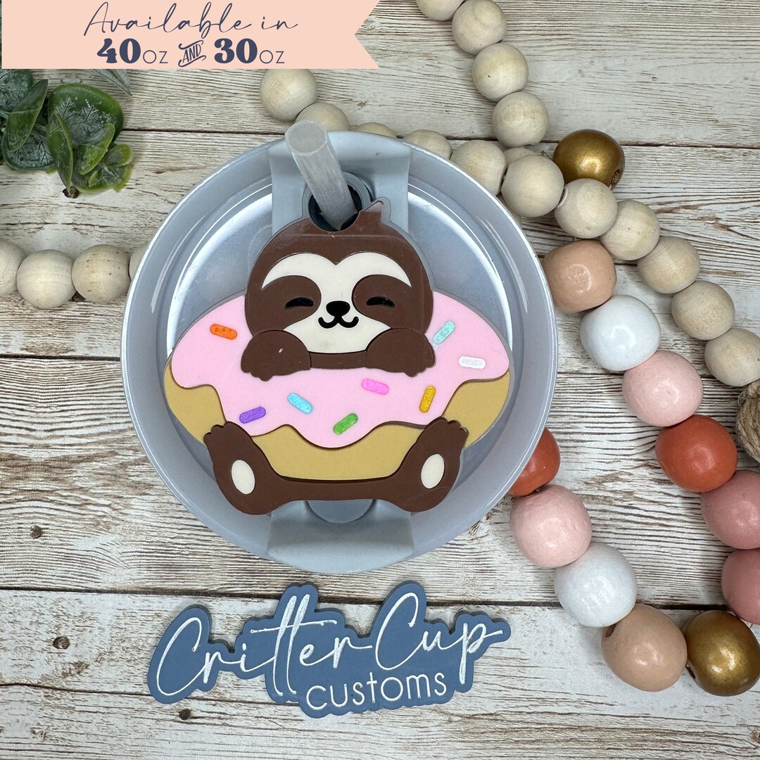 Sloth Stanley Name Plate, Donut Sloth Name Plate, 40oz Stanley Name ...