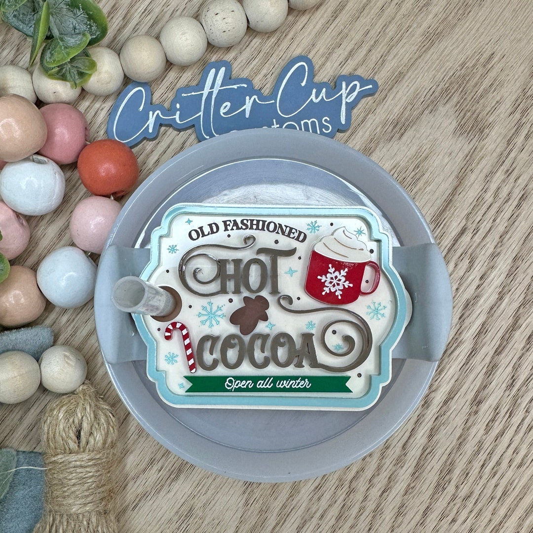Hot Cocoa Stanley Name Plate: Christmas 40oz Tumbler Lid Topper - Etsy