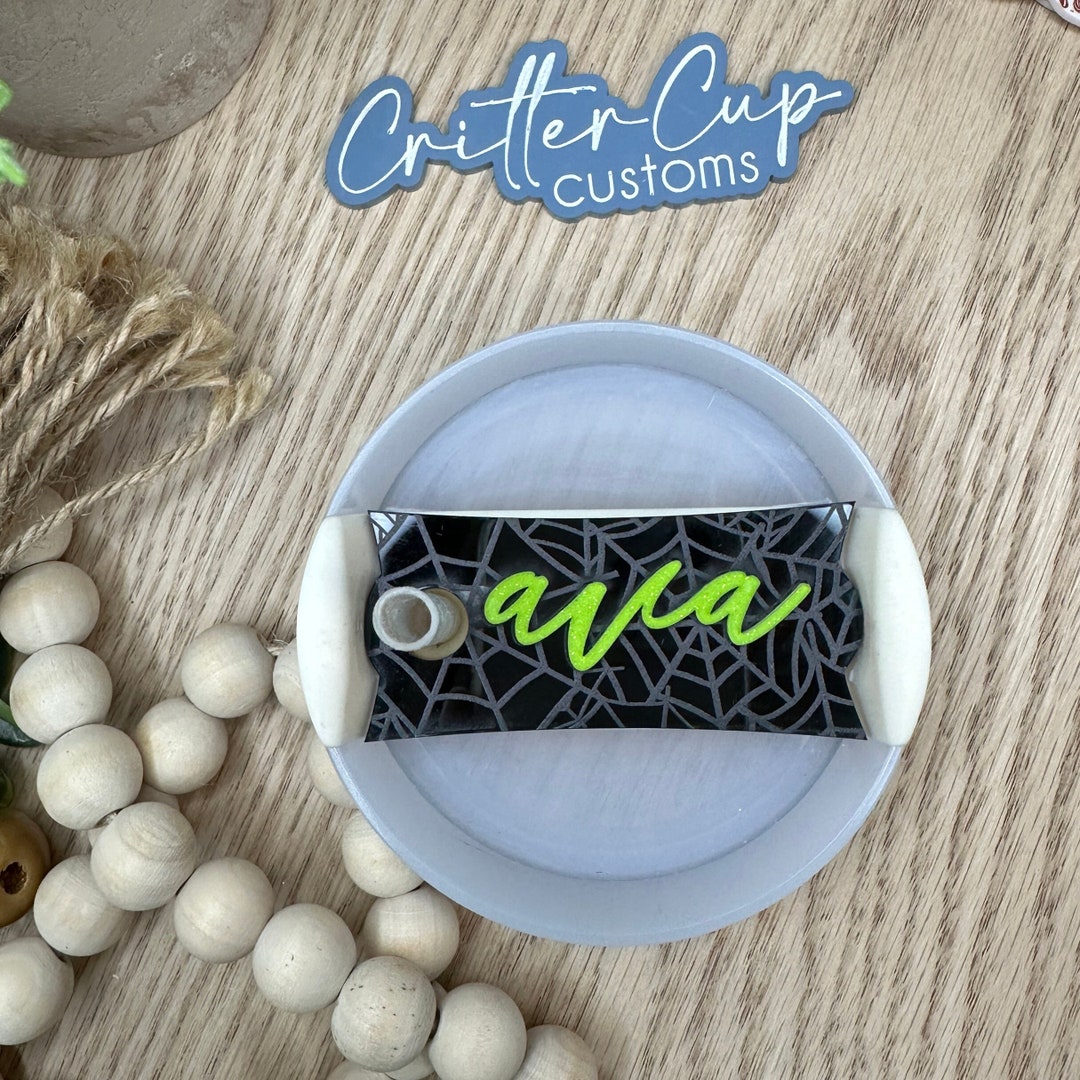 Black Spiderweb Stanley Name Plate, Neon Name Plate,stanley Name Plate ...