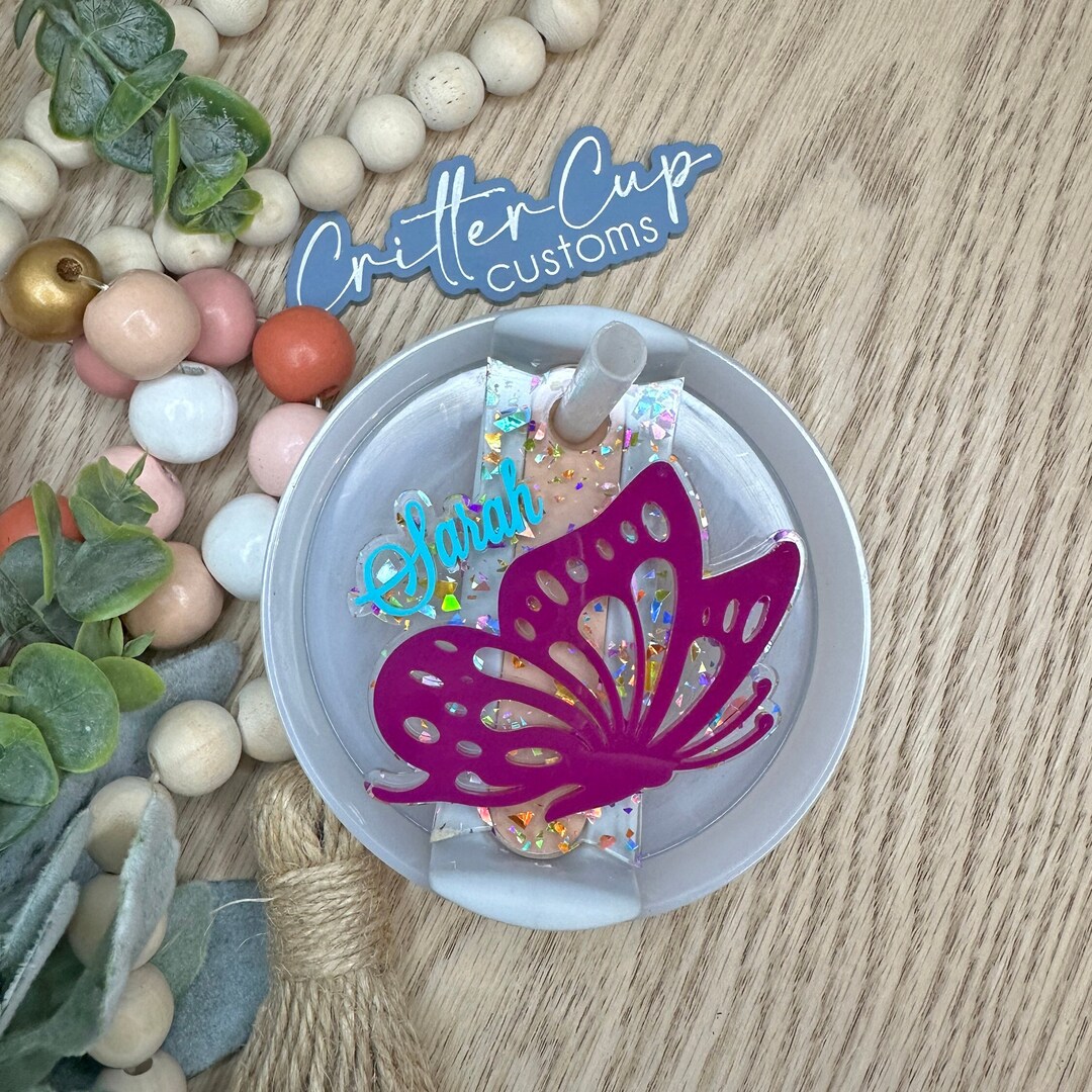 Butterfly Stanley Lid Name Plate, 40oz Stanley Name Plate, Personalized ...