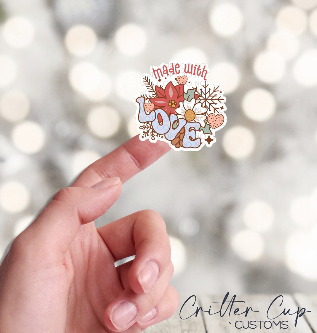 Retro Christmas Happy Mail Sticker, Made With Love Sticker, Christmas ...