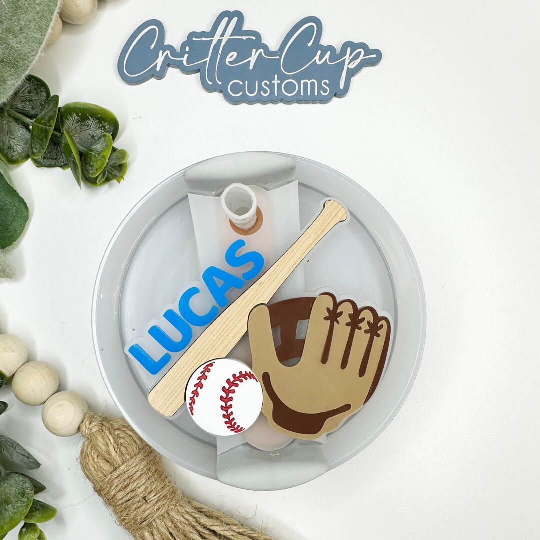 Baseball Stanley Topper, 40oz Stanley Lid Topper, Baseball Name Plate ...