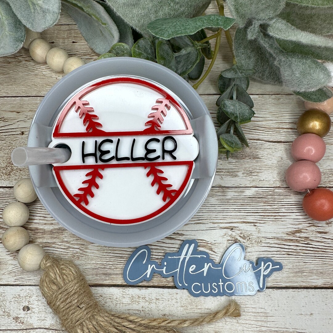 Baseball Stanley Topper, Stanley Lid Topper, Personalized Name Plate ...